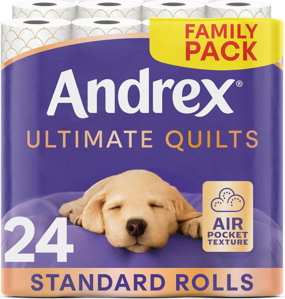 Andrex Ultimate Quilts Toilet Tissue 24 Rolls, Air Pocket Technology f ...